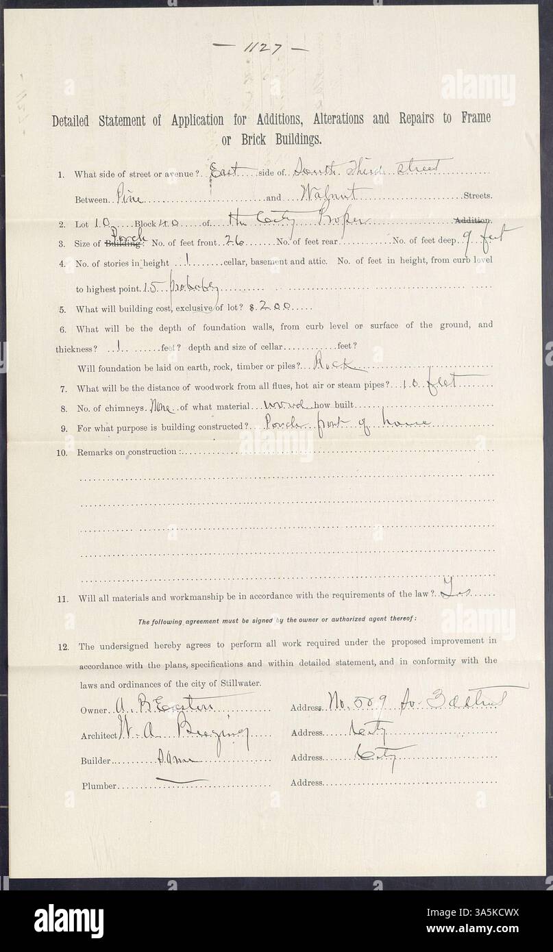 Permit granted for alterations and repairs to frame or brick buildings ...