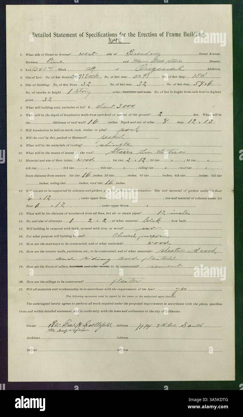 Building permit issued for a new frame building on Broadway Street ...