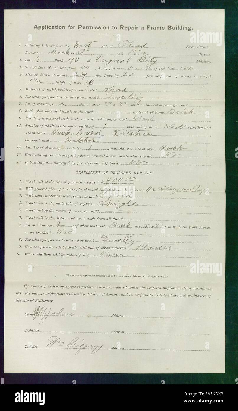 Permit number 683, submitted on April 26, 1892, approved repairs to a ...