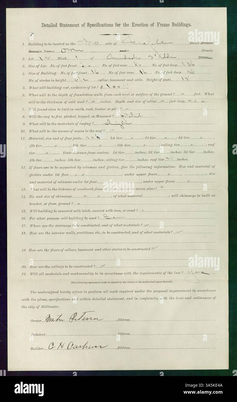 A new frame building permit was granted on December 15, 1888, for a ...