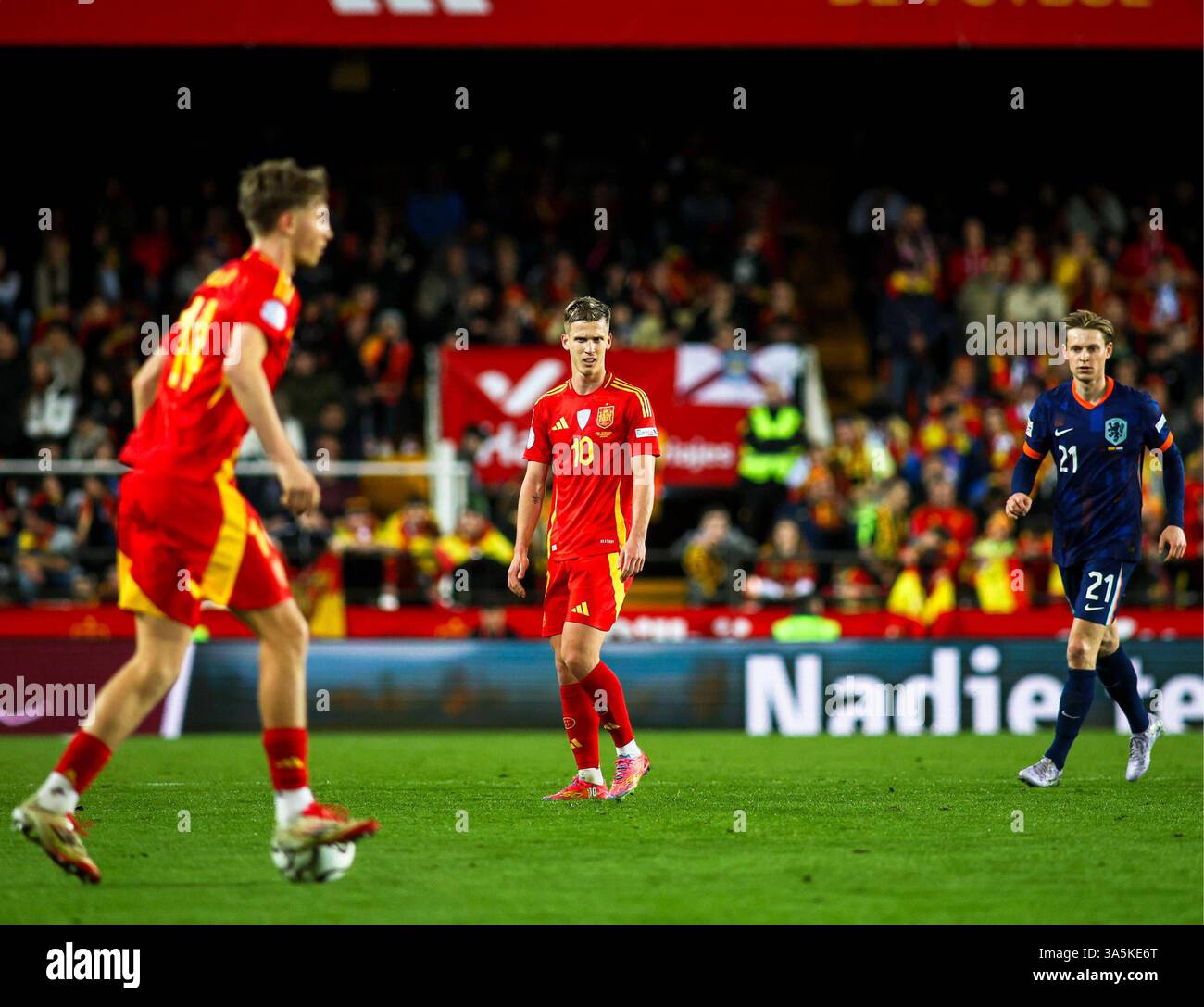 UEFA Nations League soccer match Spain vs Netherlands at Mestalla ...