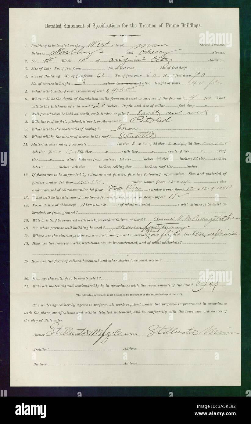 Building permit issued for the construction of a new frame building in ...