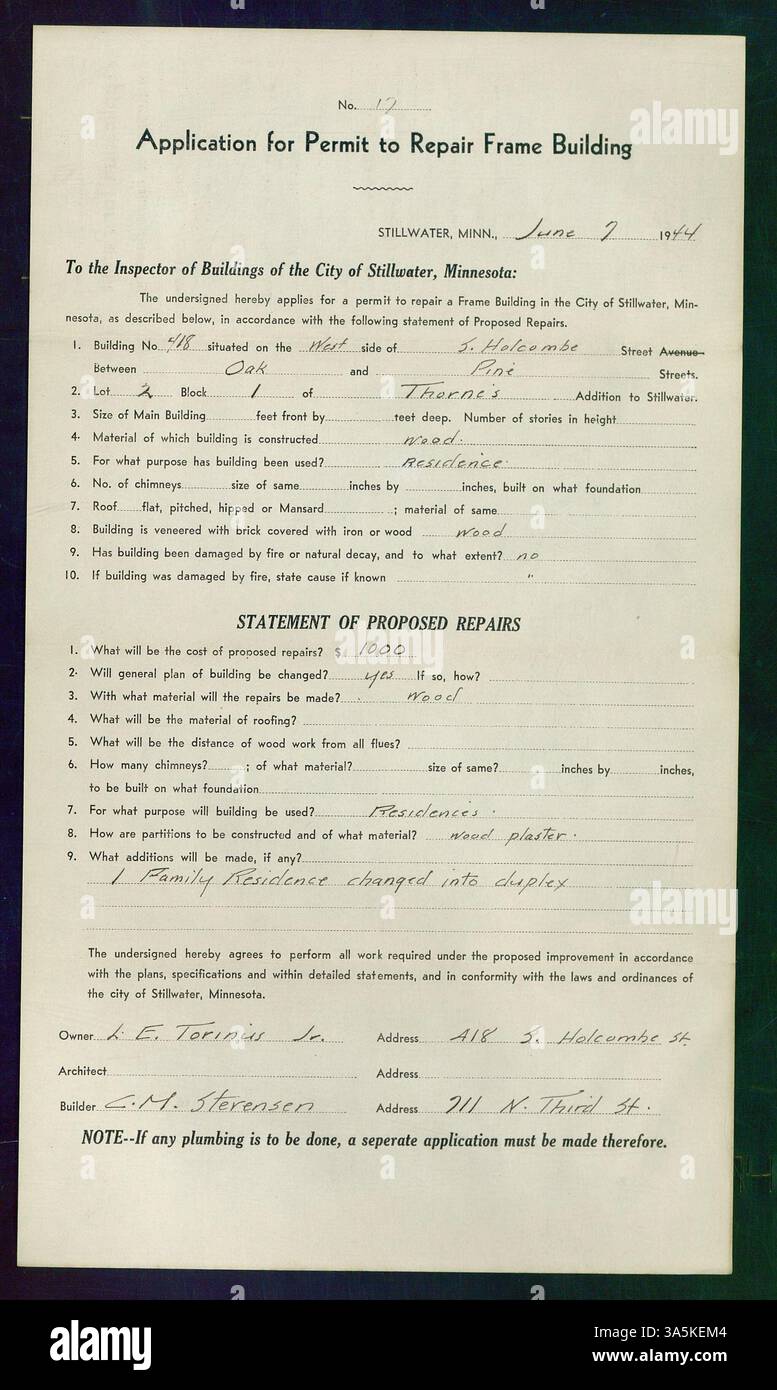 1944 the owner was l e torinus junior hi-res stock photography and ...