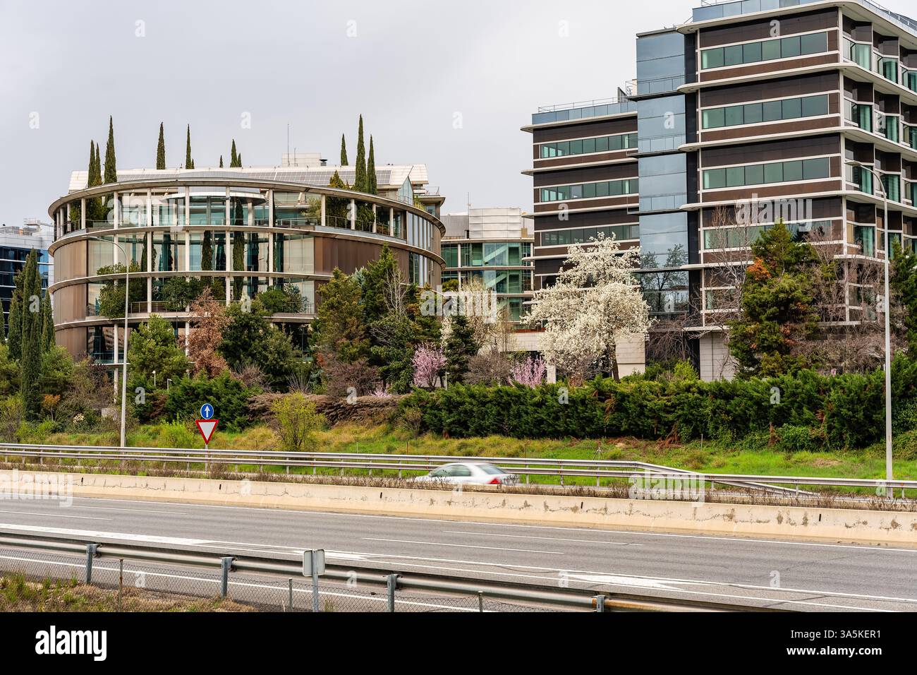 Modern office buildings, headquarters of multinational companies next ...
