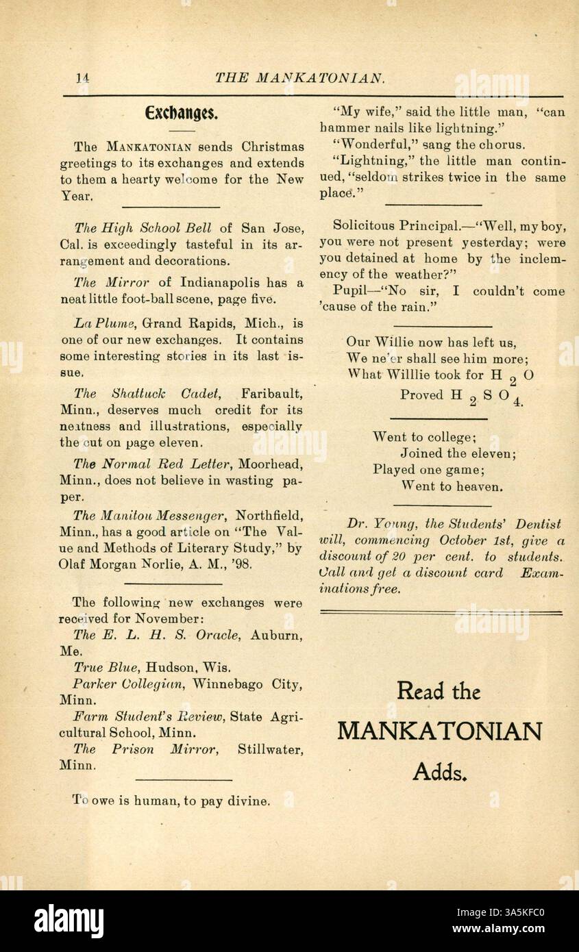The Mankatonian magazine, a monthly student publication at Mankato ...