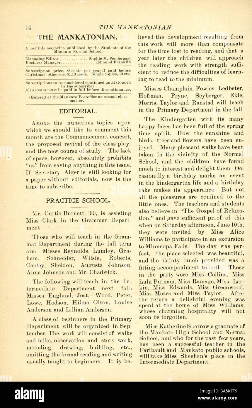 The Mankatonian, a monthly magazine from Mankato State Normal School ...