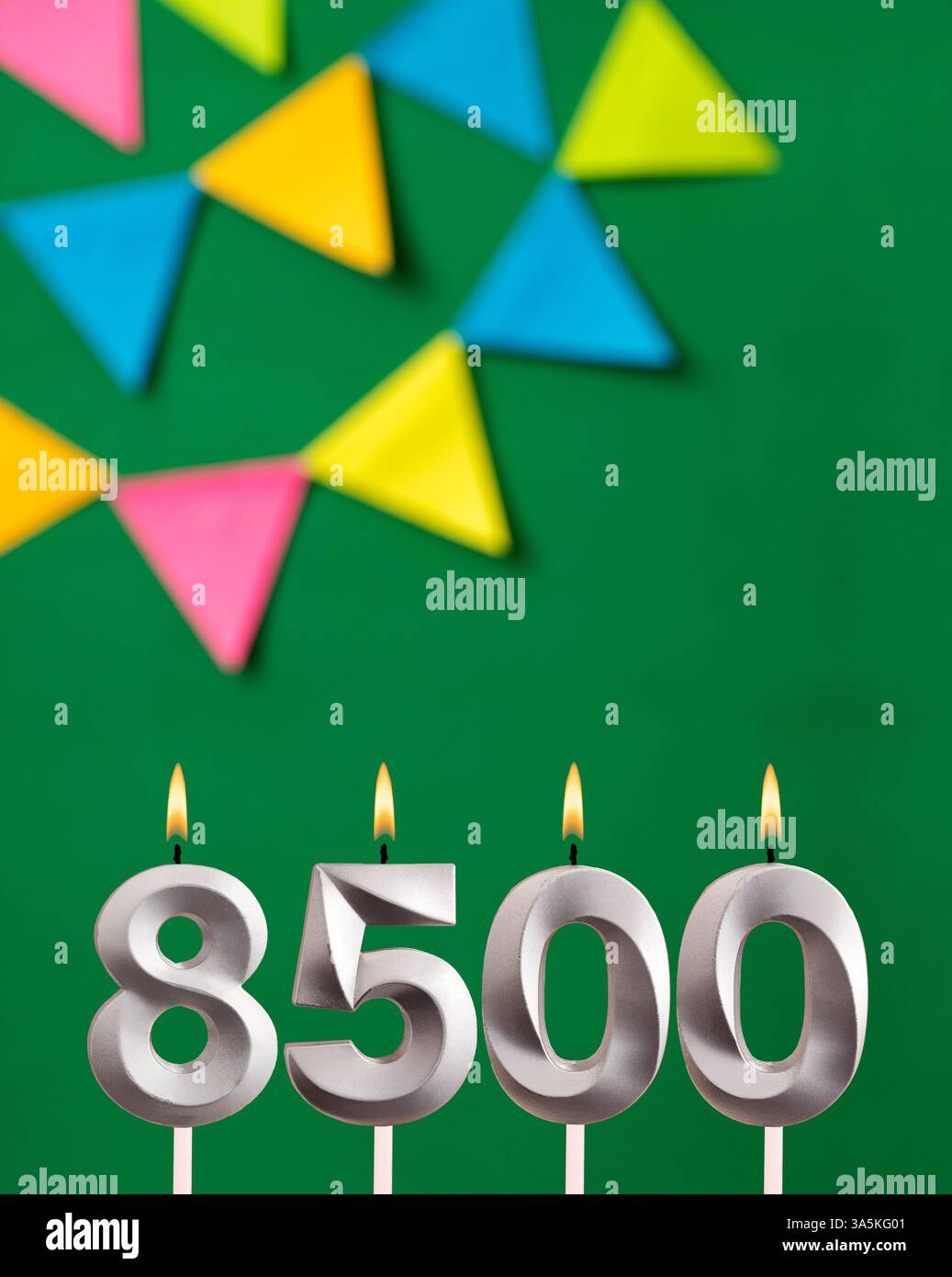 Candle number 8500 - Number of followers or likes Stock Photo - Alamy