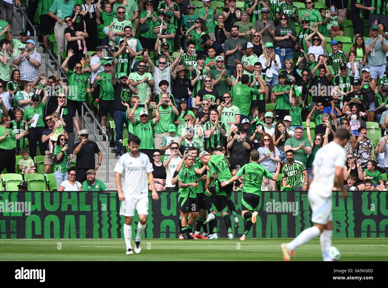 AUSTIN, TX - March 23: Austin FC forward Brandon Vasquez (9) and team ...