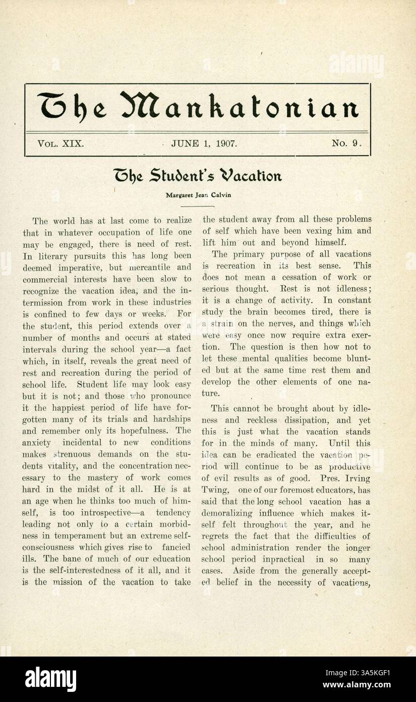 The Mankatonian was a monthly student magazine that ran from 1891 to ...