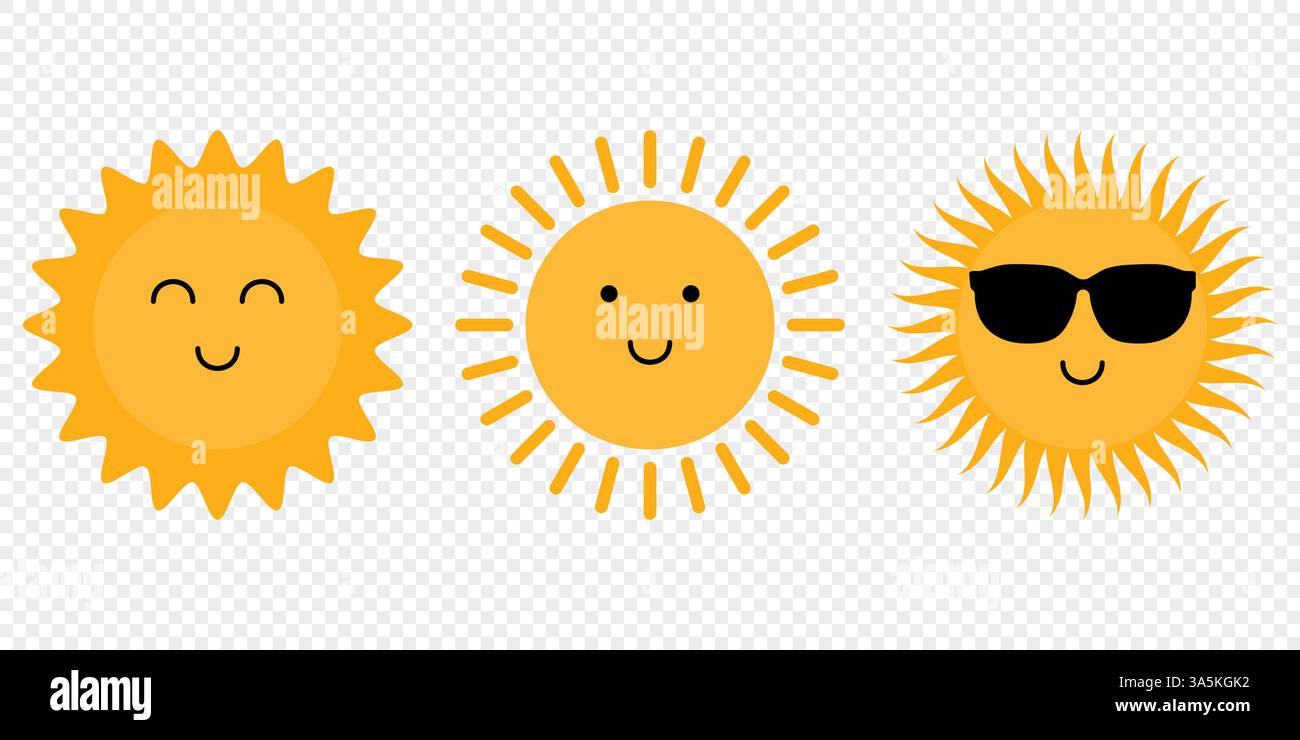 Cute sun. Sunshine and sunny emoji vector Stock Vector Image & Art - Alamy