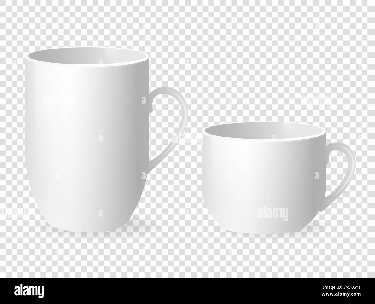 White empty cup in classic style on transparent background. White ...