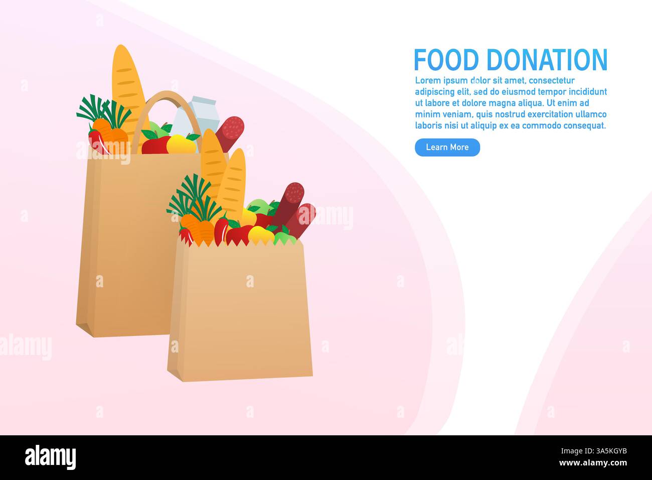 Cartoon food donation for flyer design. Food in carton box. Cartoon ...