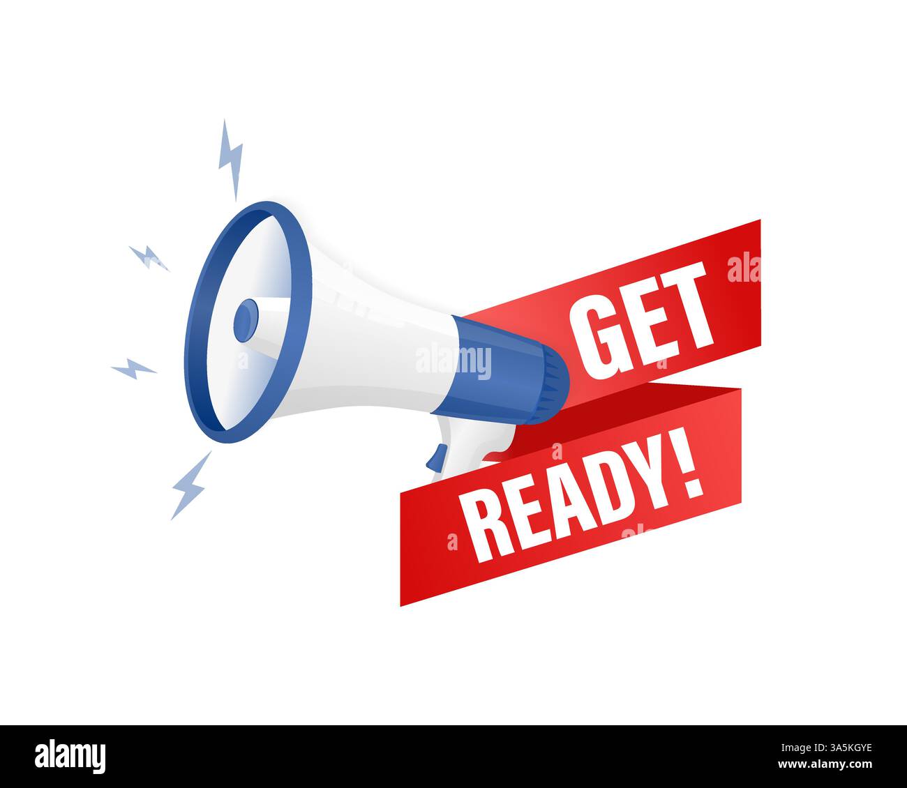 Get ready megaphone on white background for flyer design. Vector ...