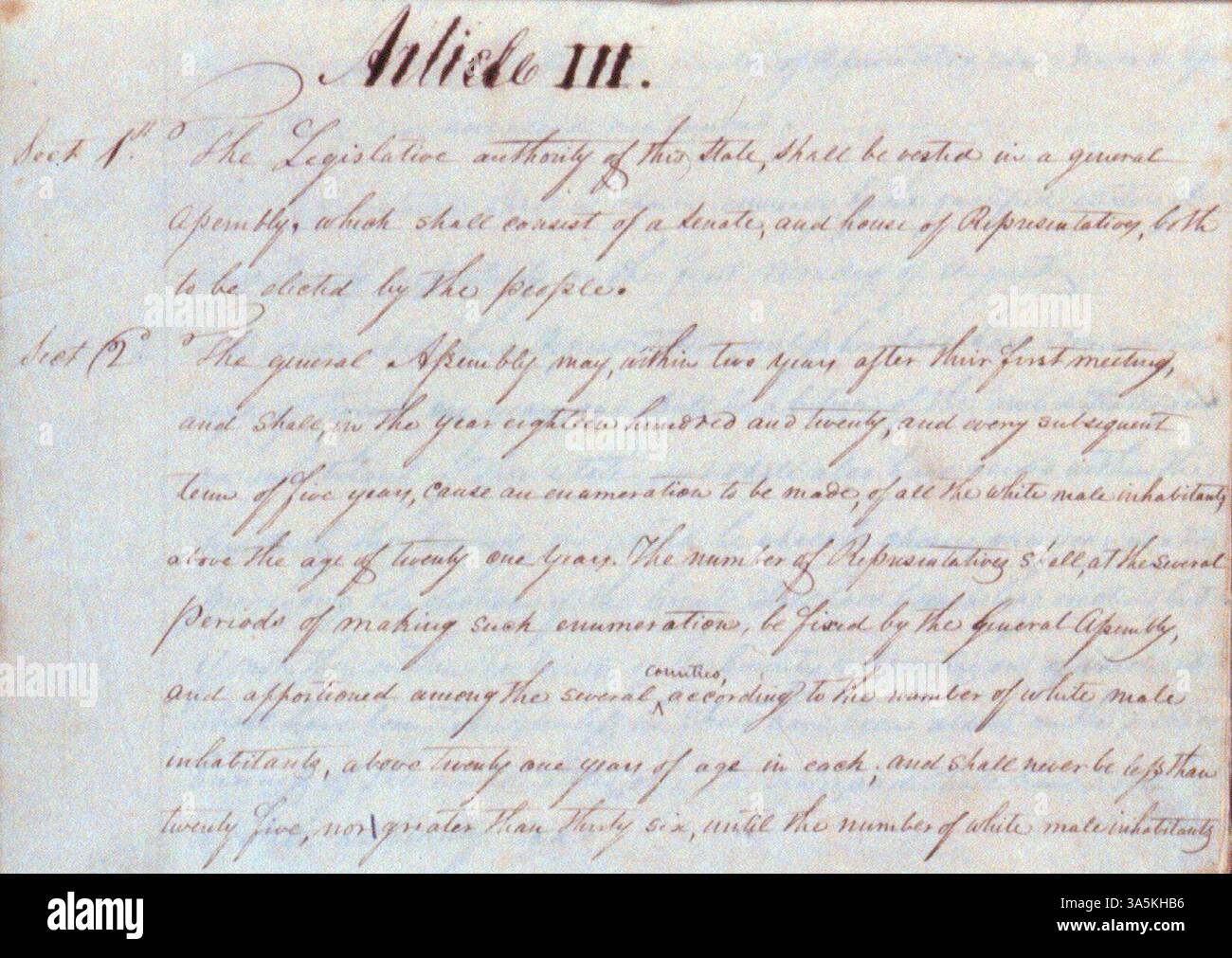 A preserved copy of the 1816 Indiana Constitution, stored at the ...