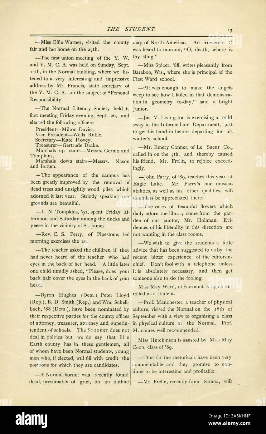 In this October 1890 issue, The Student covered various campus ...