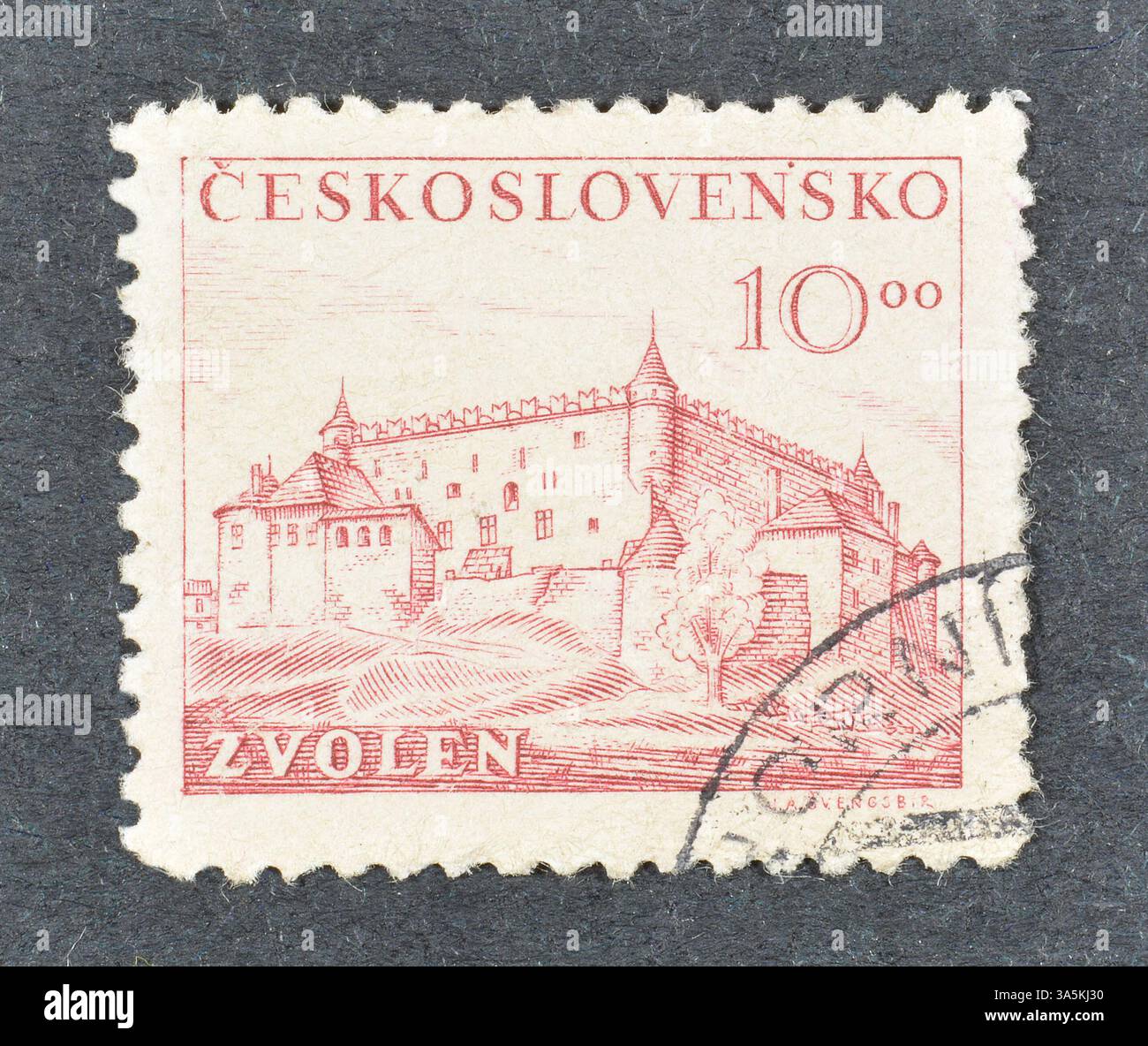 Cancelled postage stamp printed by Czechoslovakia, that shows Zvolen ...