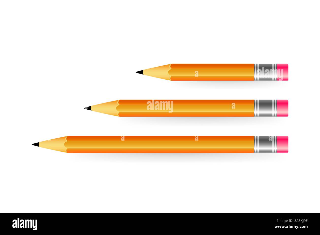 Pencils various length on white background. Variations of pencils ...