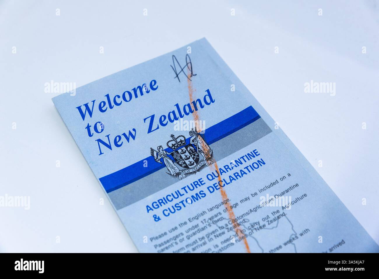 New Zealand agriculture quarantine & customs declaration issued to ...