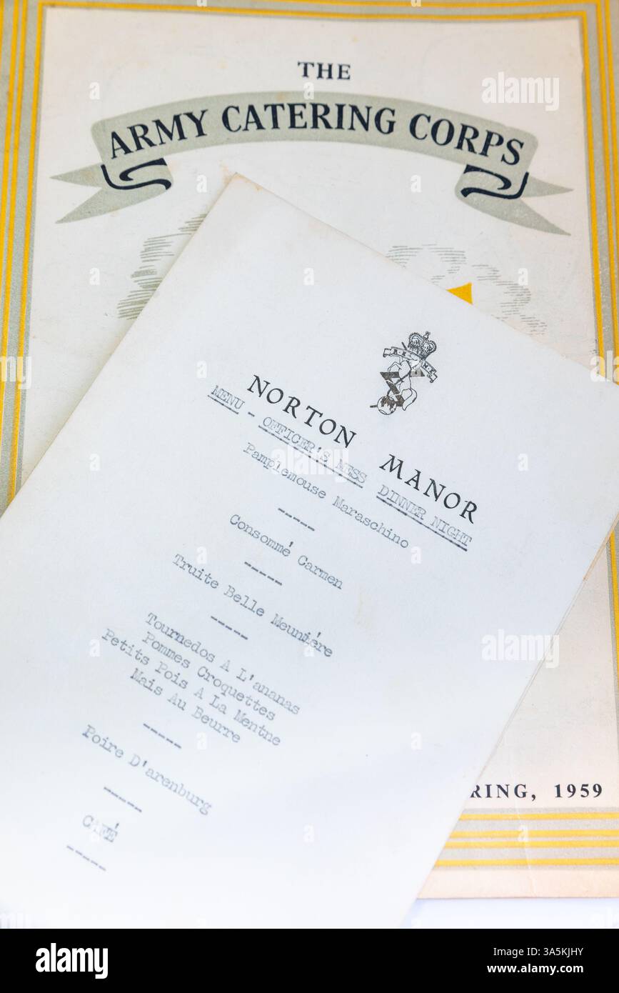 The Army Catering Corps Officer's Mess dinner menu at Norton Manor Camp ...