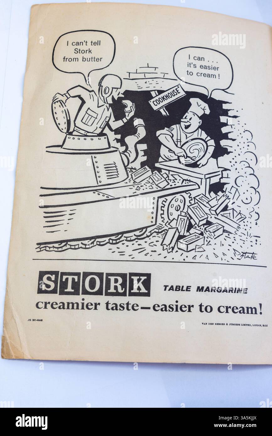Stork margarine advertisement inside a 1950s Army Catering Corps ...