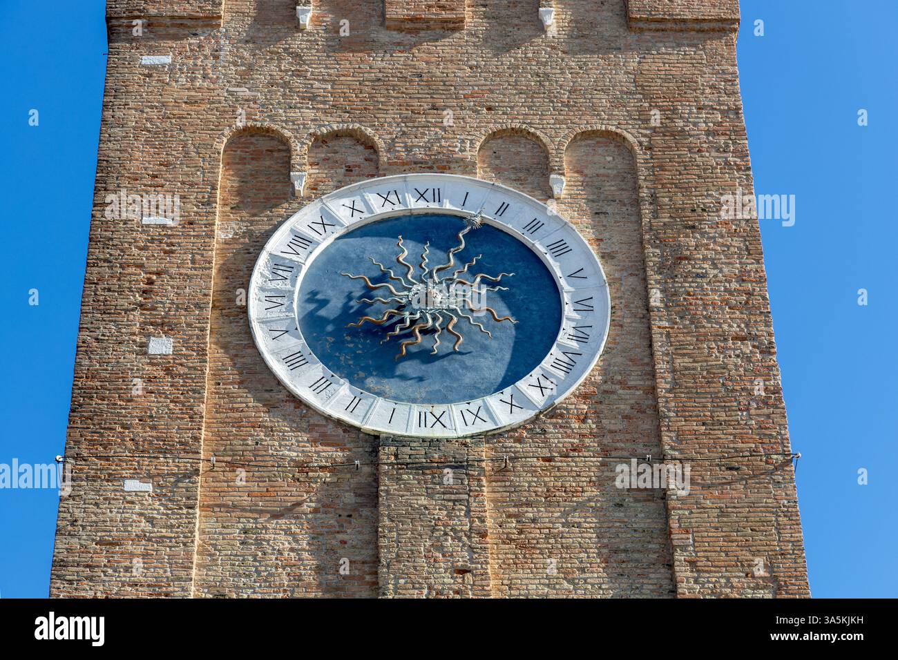 One of the world's oldest working clocks on the bell tower of Chiesa di ...