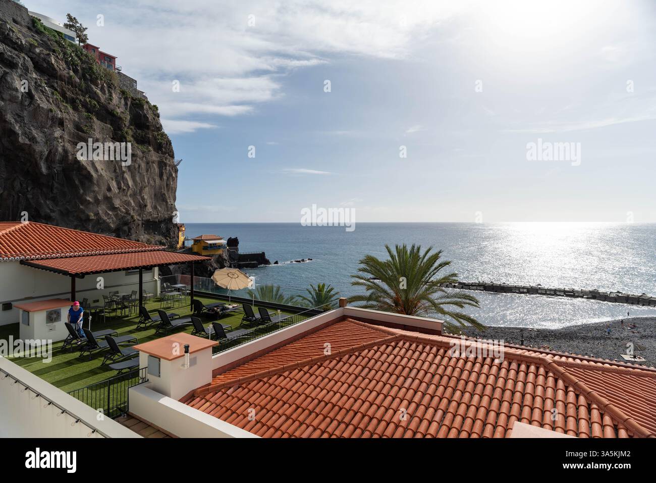Historic Seaside Village with a Church and Terracotta Rooftops Stock ...