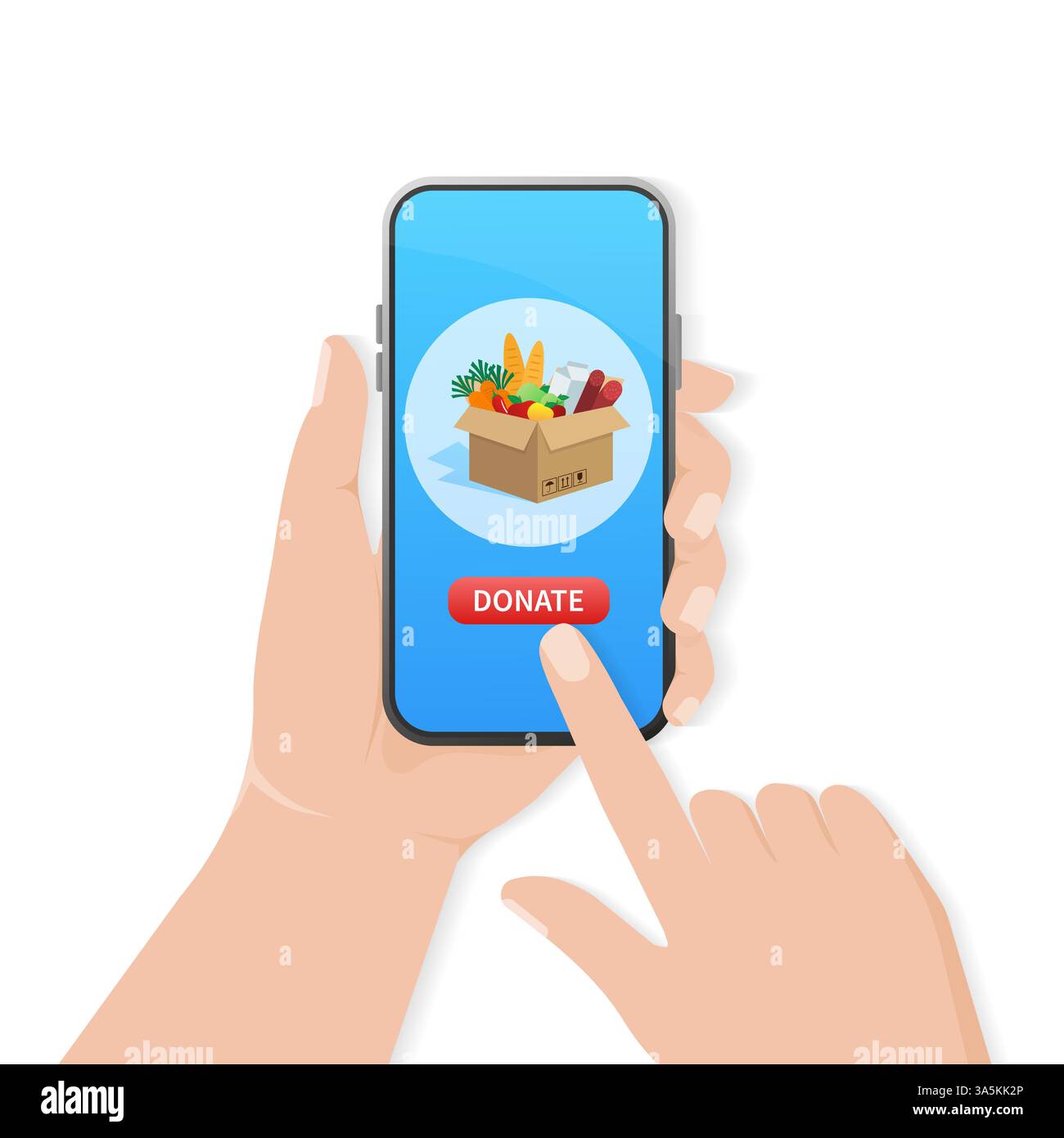 Cartoon food donation for flyer design. Food in carton box. Cartoon ...