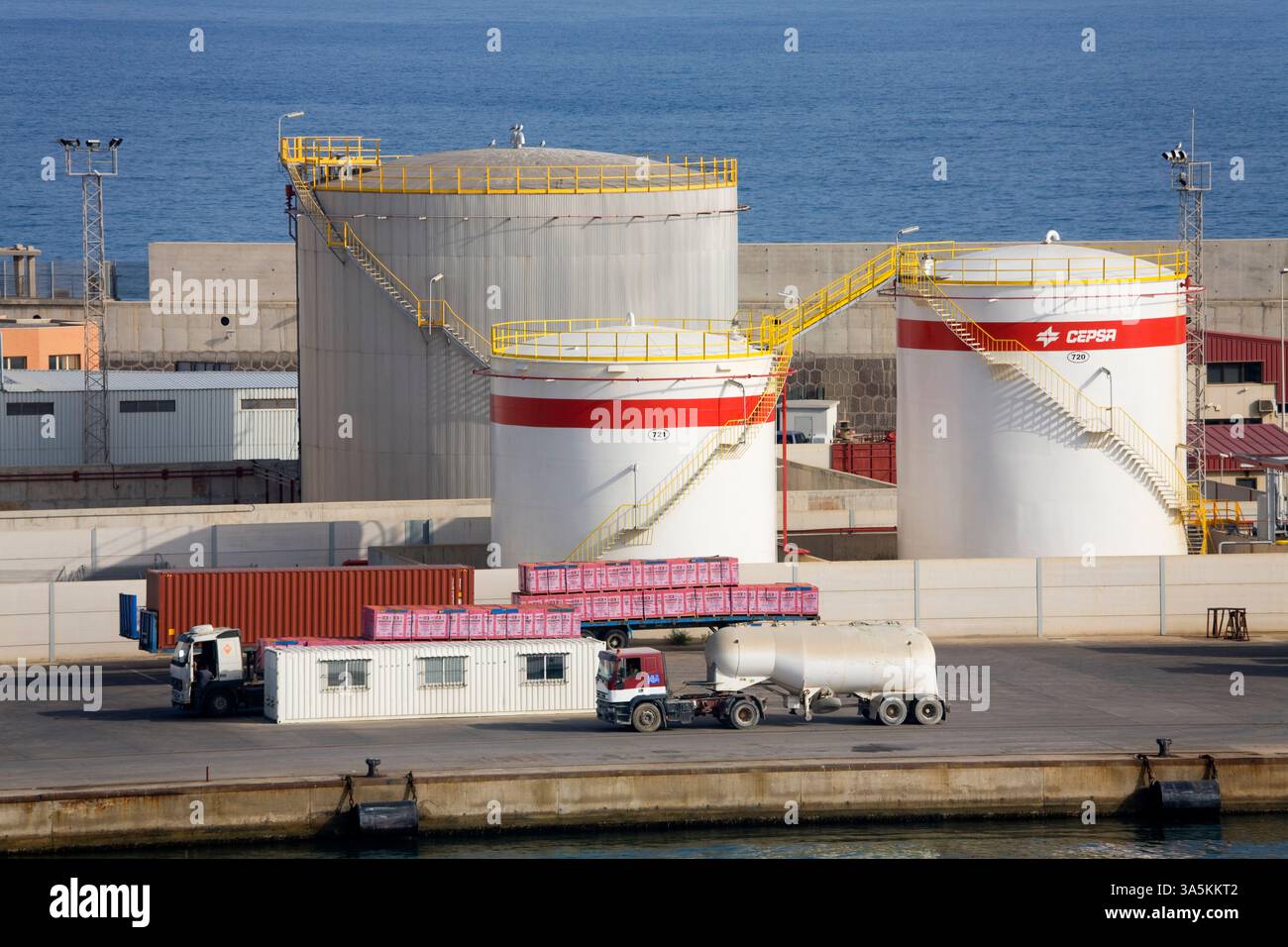 Oil storage tanks, Port of Melilla, Spanish Morocco, Spain Stock Photo ...