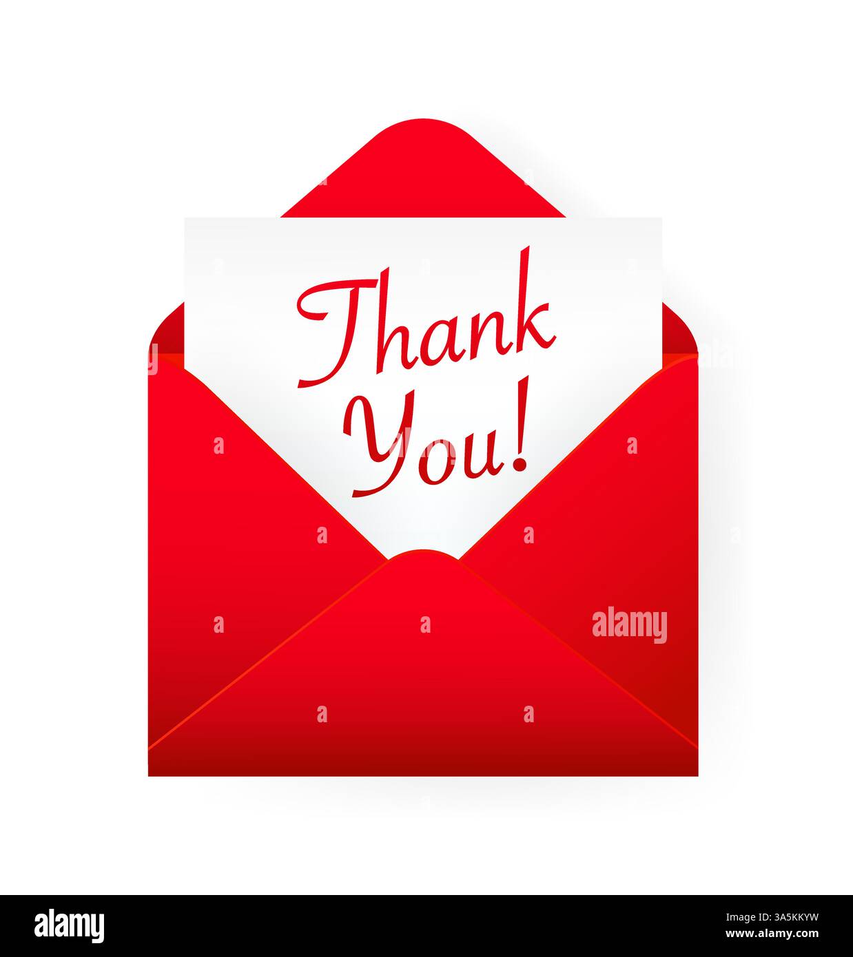 Flat red thank you envelope for decoration design. Vintage banner for ...