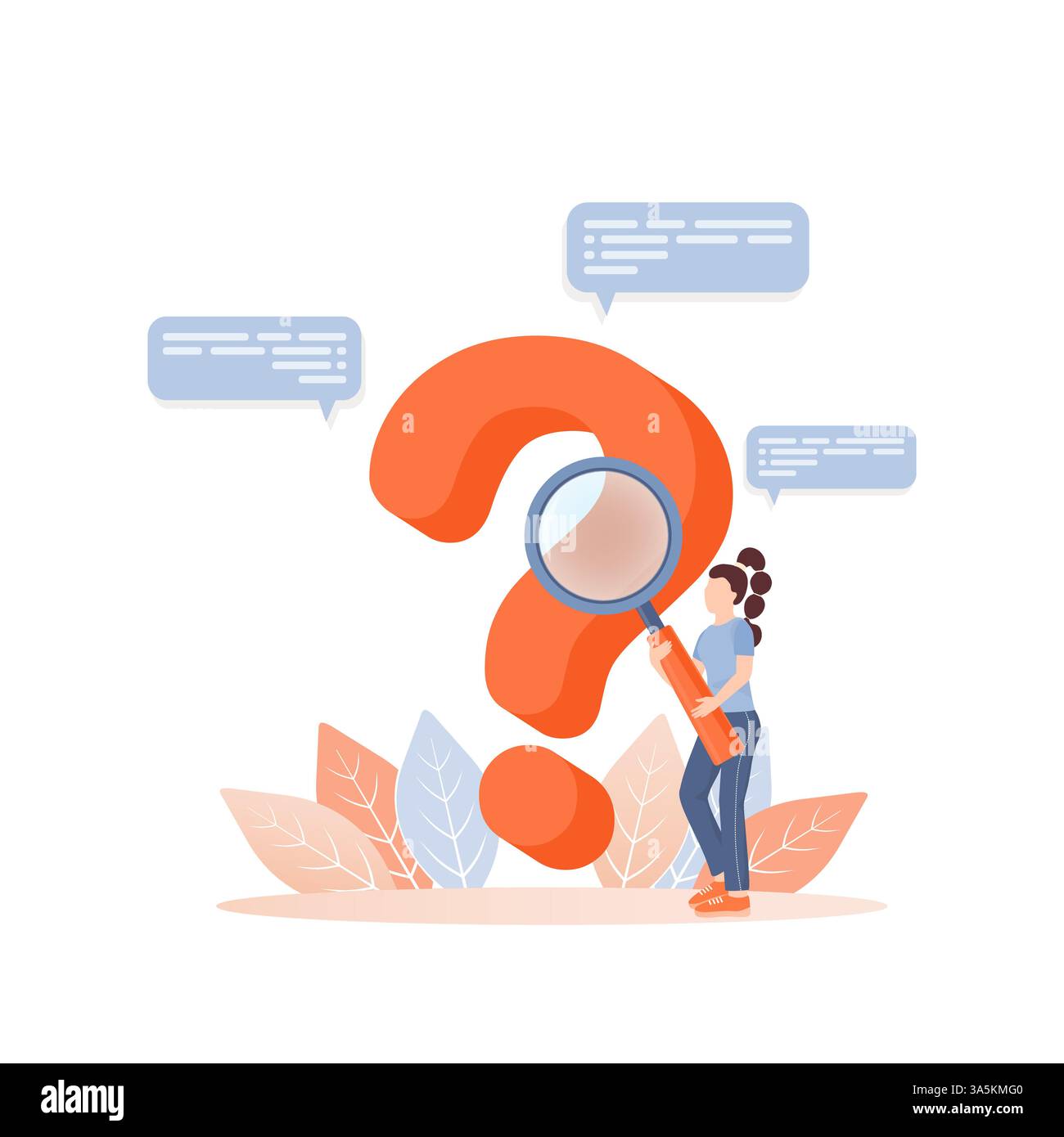 3d question people for landing page design. Flat vector illustration ...