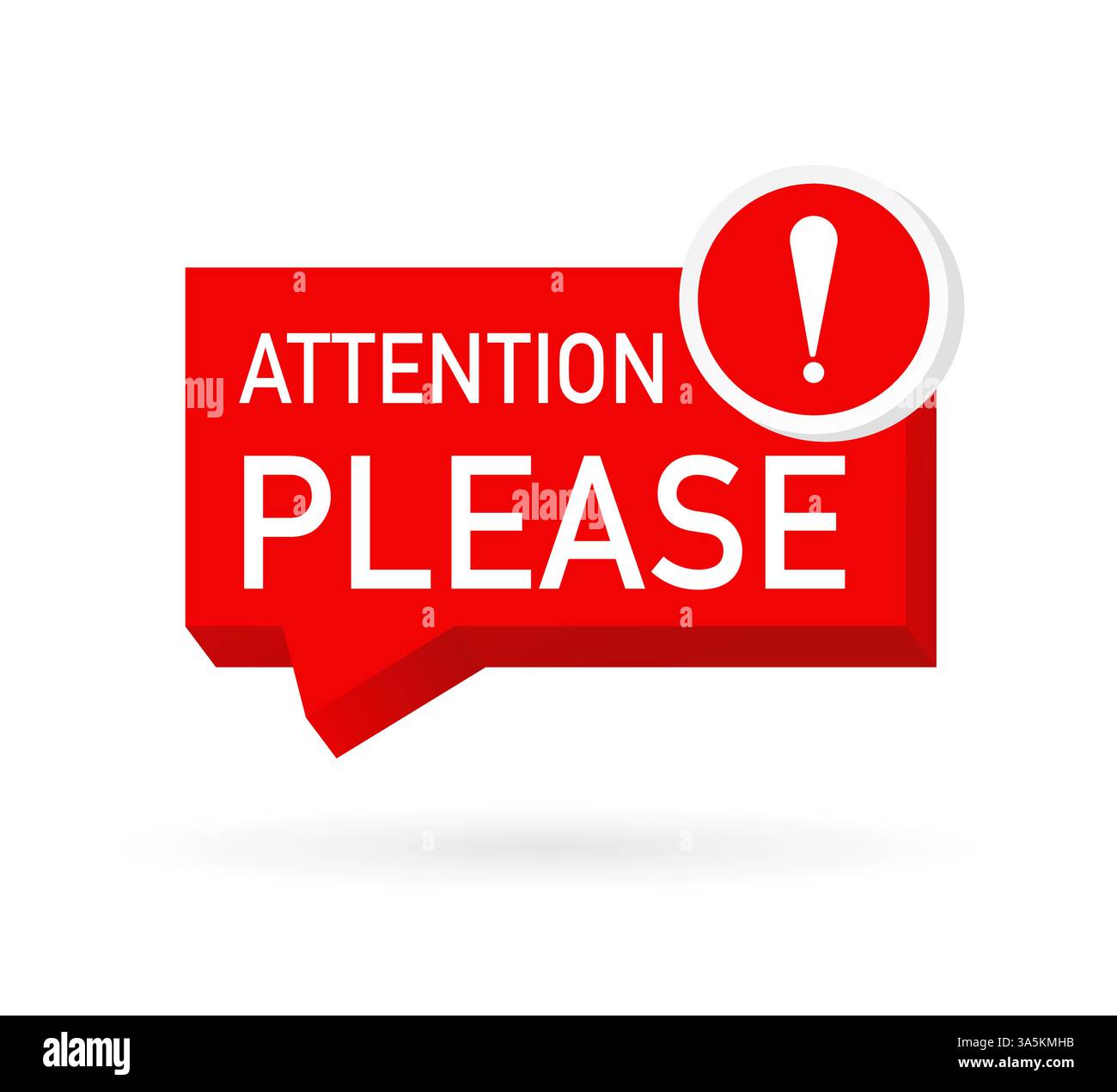Red attention please. Flat icon with red attention please for banner ...