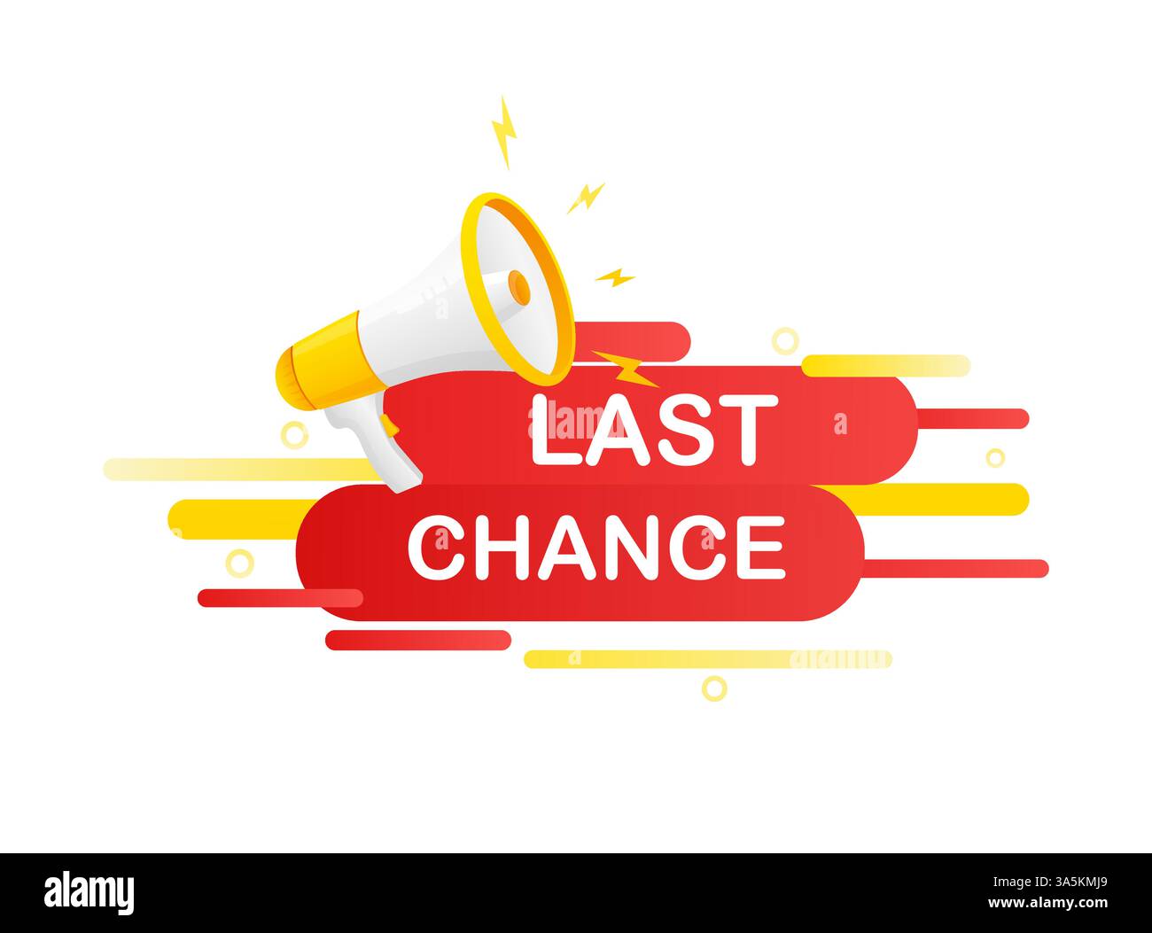 Last chance. Badge, stamp with megaphone icon. Flat vector illustration ...