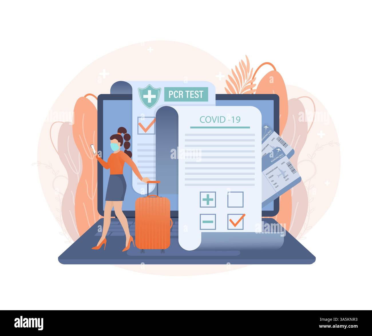 Illustration with negative pcr test people for paper design. Vector ...