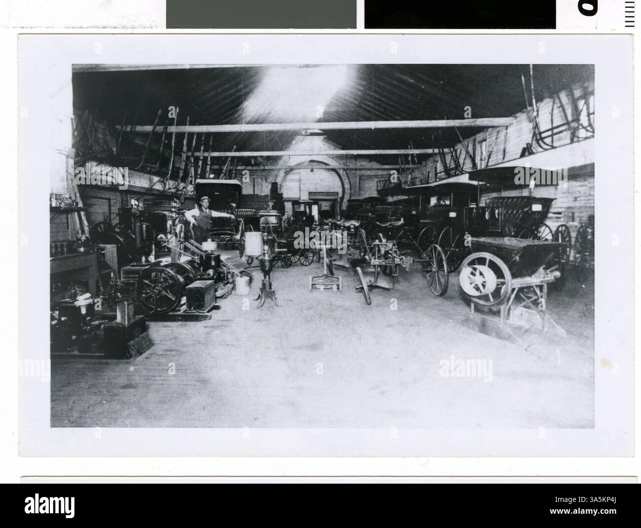 Interior view of the Jensen & Firestone Carriage Works factory ...