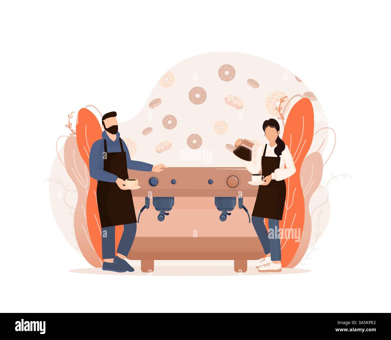 Flat character coffee shop barista. Vector illustration flat design ...