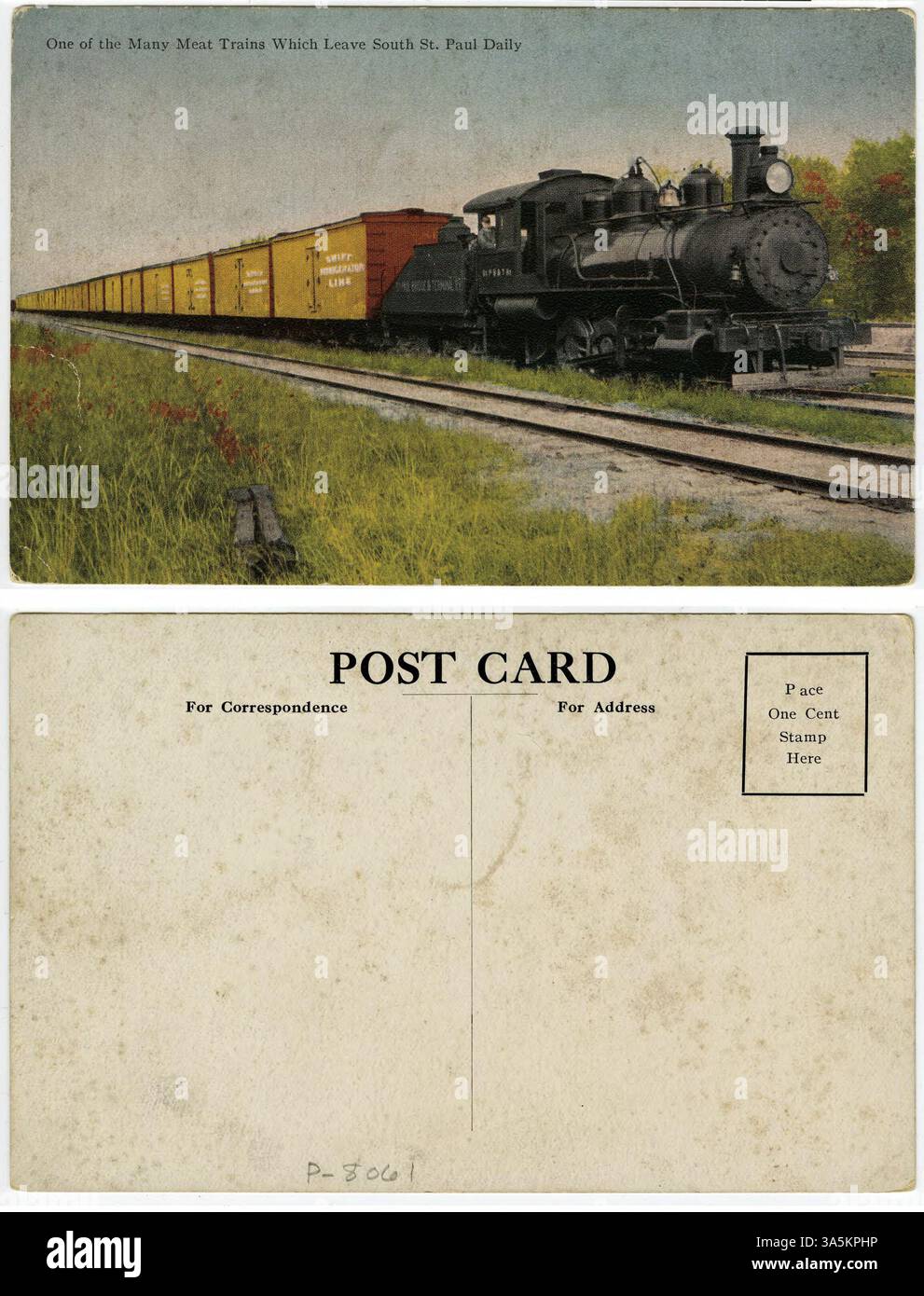 Train with steam engine and swift refrigerator line cars hi-res stock ...