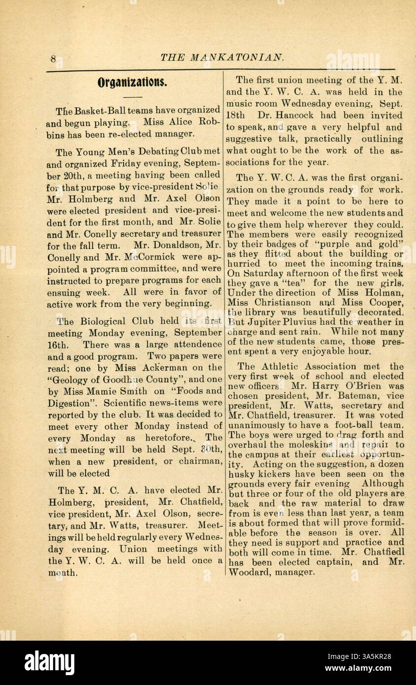 The September 1901 issue of 'The Mankatonian,' the student magazine ...