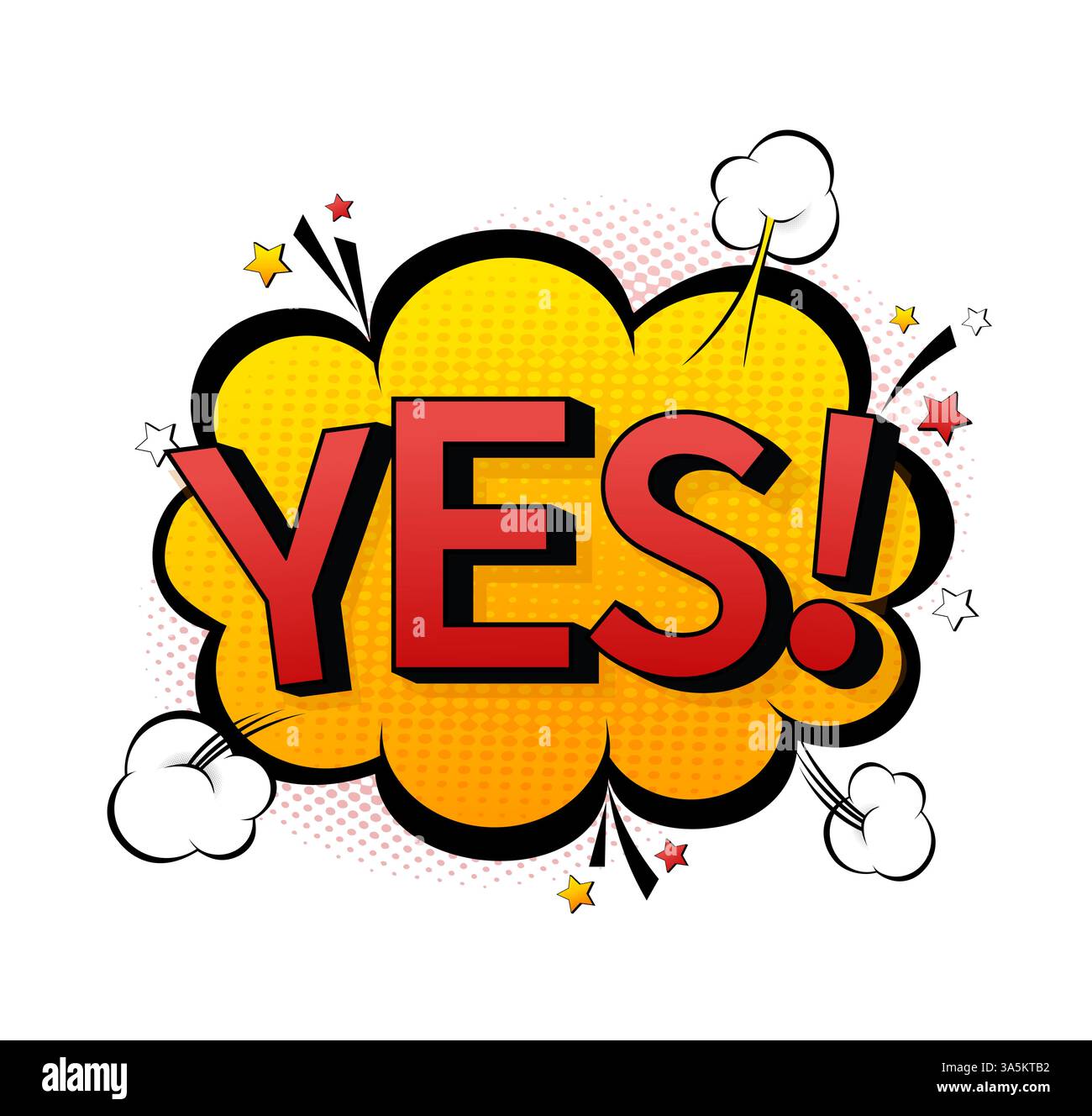 Yes sign illustration. Pop style. Cartoon icon on color backdrop ...