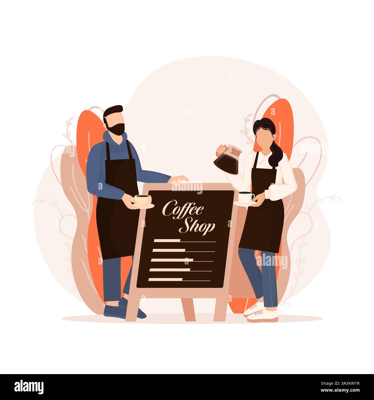 Flat character coffee shop barista. Vector illustration flat design ...