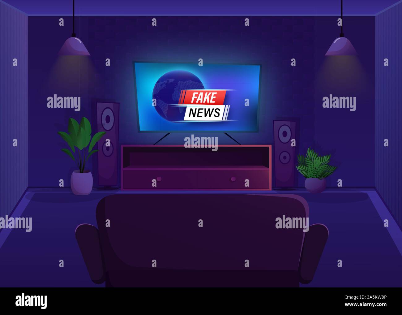 Abstract template with fake news tv on light background. Business man ...