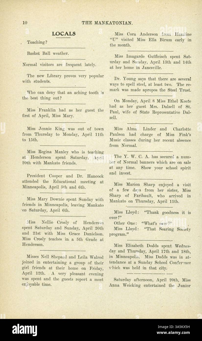 In its May 1907 edition, The Mankatonian reflects on academic and ...