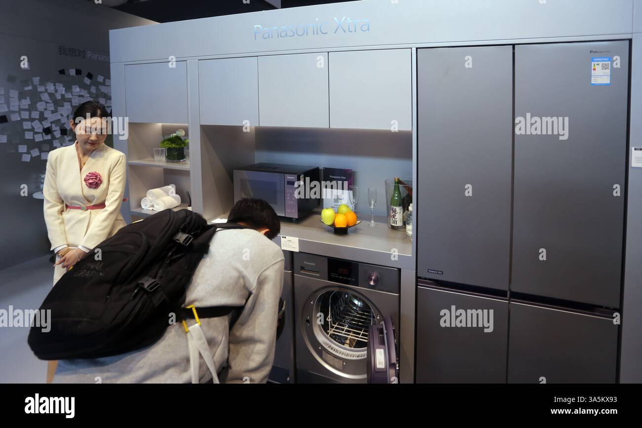 SHANGHAI, CHINA - MARCH 20, 2025 - Japanese company Panasonic booth at 2025AWE in Shanghai ...