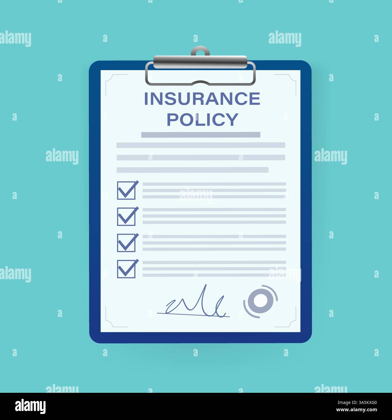 Flat style illustration with insurance policy for report design ...
