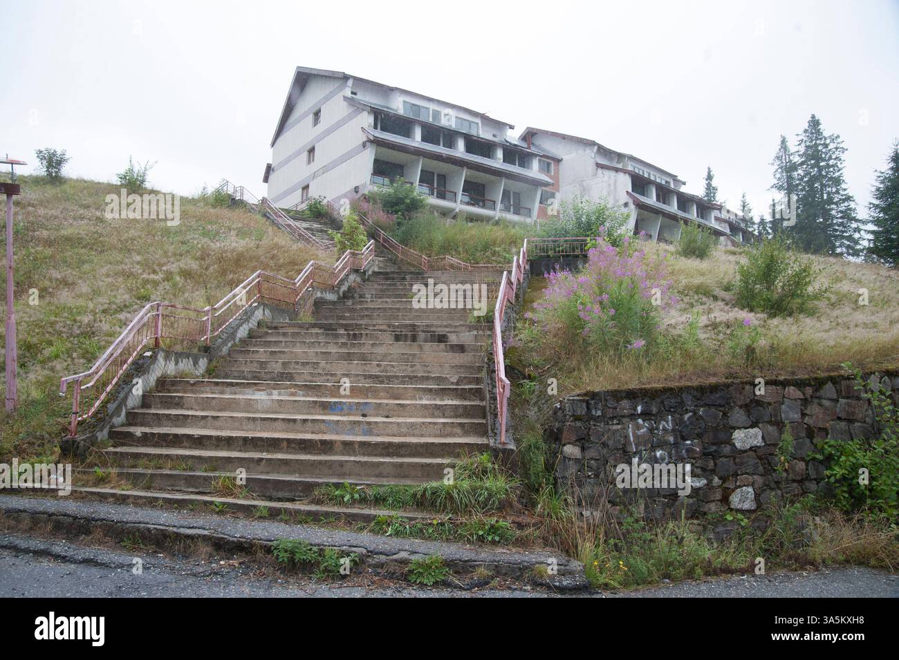 decay and structural damage in building, abandoned house in rural area ...