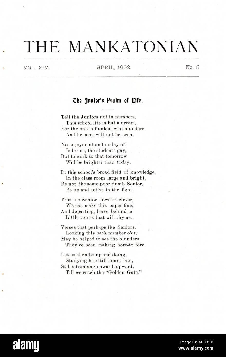 The april 1903 issue of the mankatonian features student driven hi-res ...