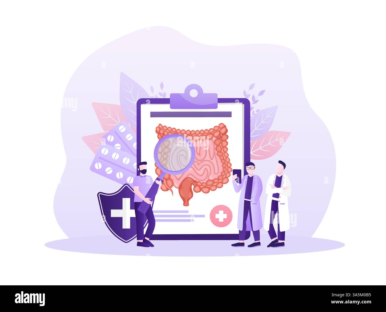 Cartoon vector illustration. Flat vector illustration with intestines ...