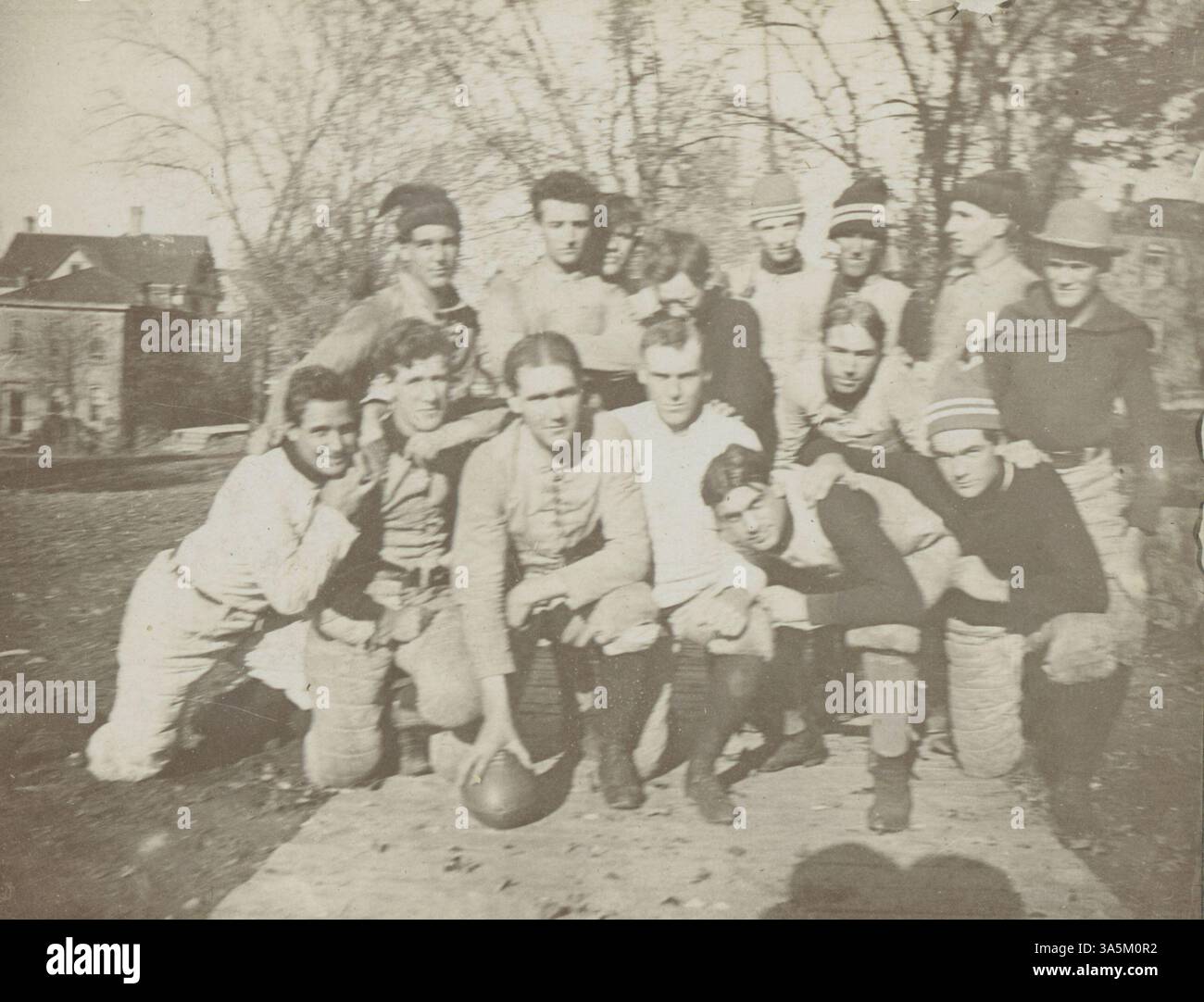 This group portrait features the 1897 football team of Mankato State ...