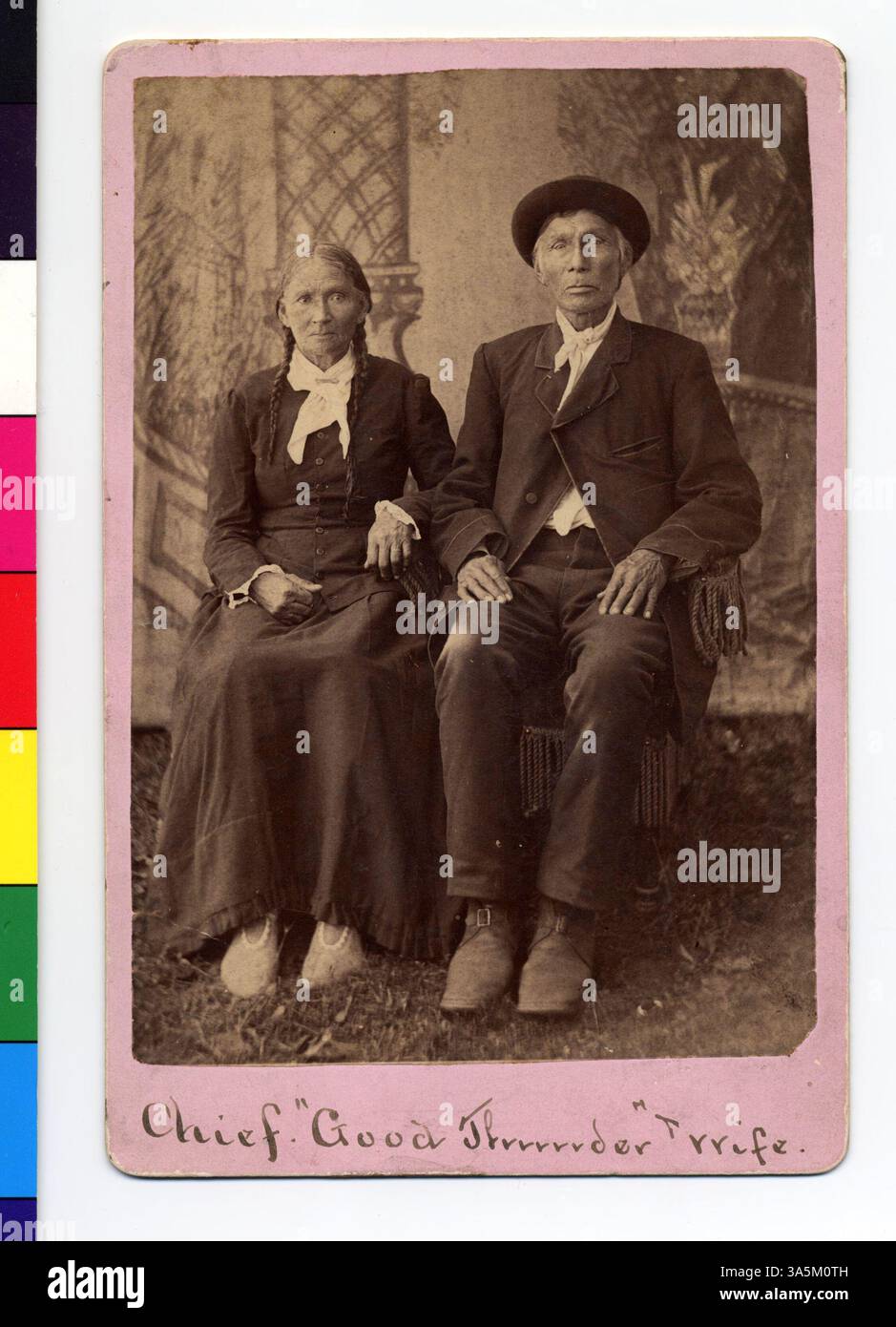 A studio portrait of Chief Good Thunder and his wife from Blue Earth ...