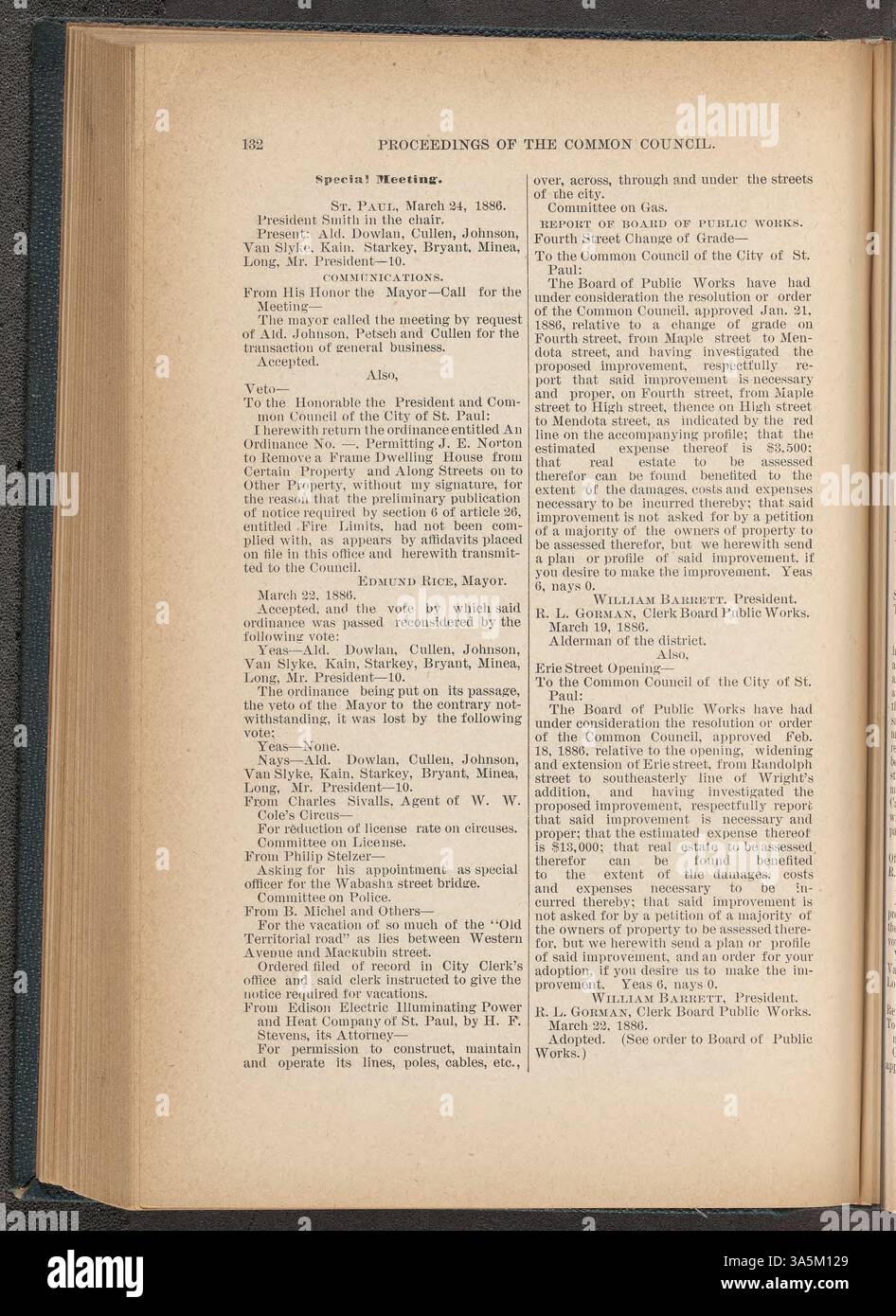 The proceedings of the Common Council of Saint Paul from 1886 document the city's governmental ...