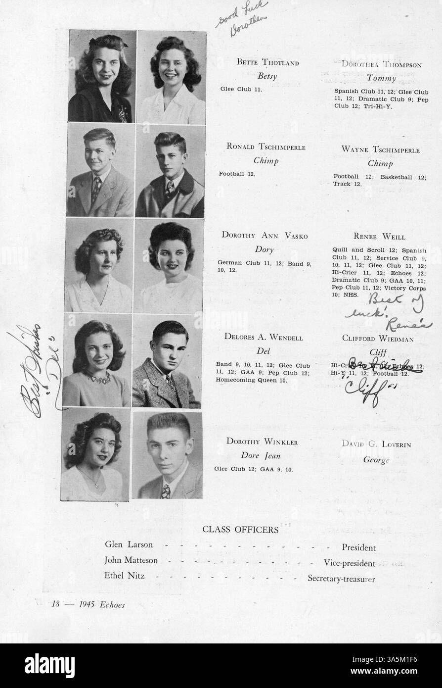 Major events of the 1944 1945 academic year hi-res stock photography ...